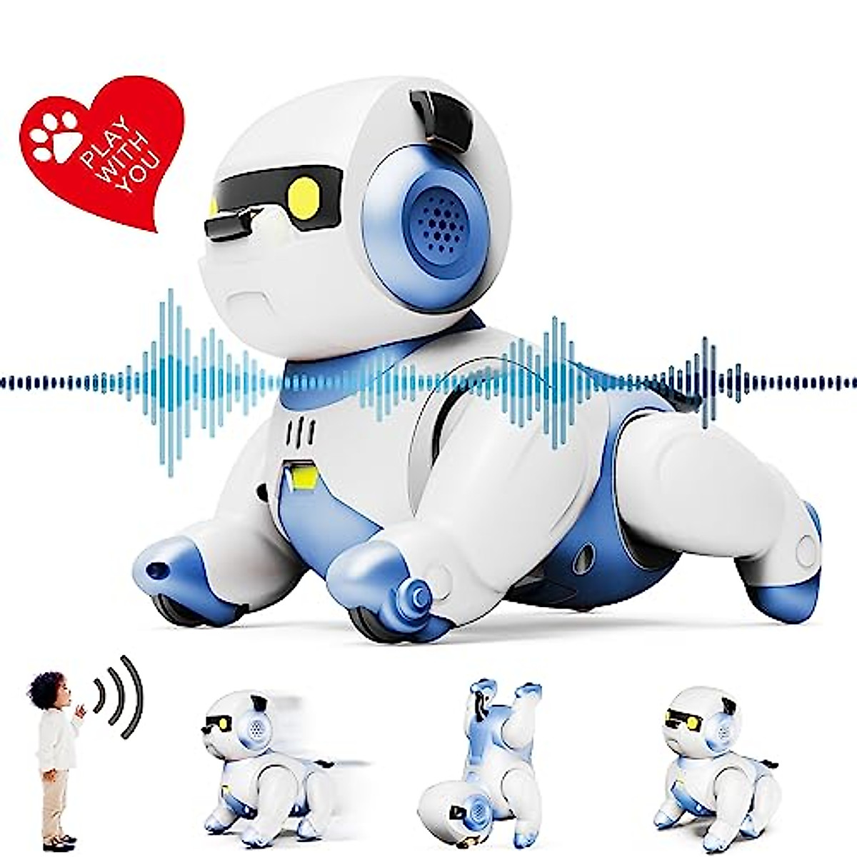 SENBYOWEI Smart Interactive Robot Dog Toy for Kids with Voice & Touch Control Dancing Pet RC Animal Toy for Boys & Girls Ages 3,4,5,6,7,8,9,10 Year Old and up Realistic Mini Pet Dog Robot Simulator
