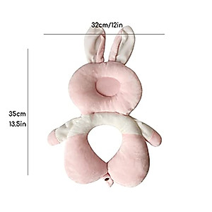 Wedfull Baby Support Pillow, Cartoon Baby Travel Pillow Carseat Head Support for Newborn 0 3 6 9 12 Months, Soft Plush Toddler Neck Pillow for Car Stroller Pushchair, Bunny