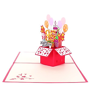 iGifts And Cards Happy 85th Birthday Red Party Box 3D Pop Up Greeting Card - 85th Birthday Gifts For Women, Men, Awesome Eight-Five Bday Presents, 85 Year Old Celebration, Milestone For Husband, Wife