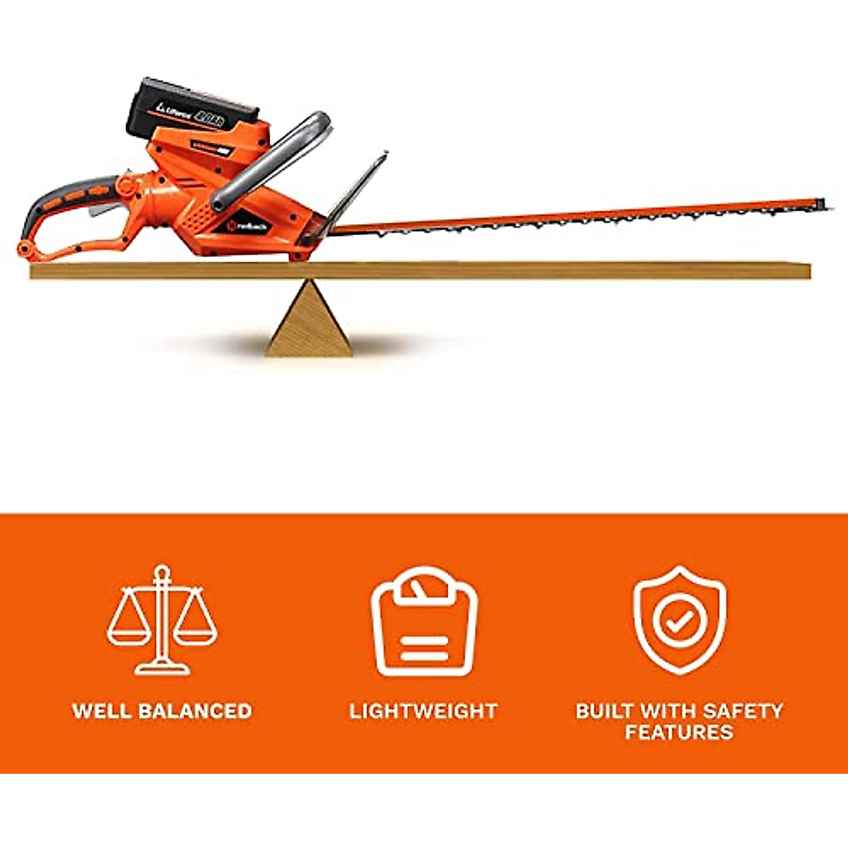 Redback 40V Hedge Trimmer Cordless Bush Trimmer with 1300 RPM Maneuverable 40V Battery Operated Hedge Trimmer Gardening Tools for Cutting and Pruning Shrubs W/ 2Ah Battery Charger