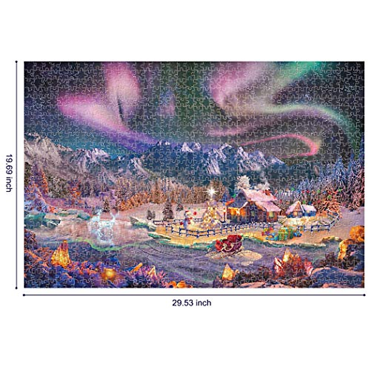 Lavievert Jigsaw Puzzles 1000 Piece Christmas Wonderland Puzzles for Adults and Kids - Snowy Night, Aurora, Christmas Tree, Snowman, Sleigh, Ice Sculpture & Milu Deer