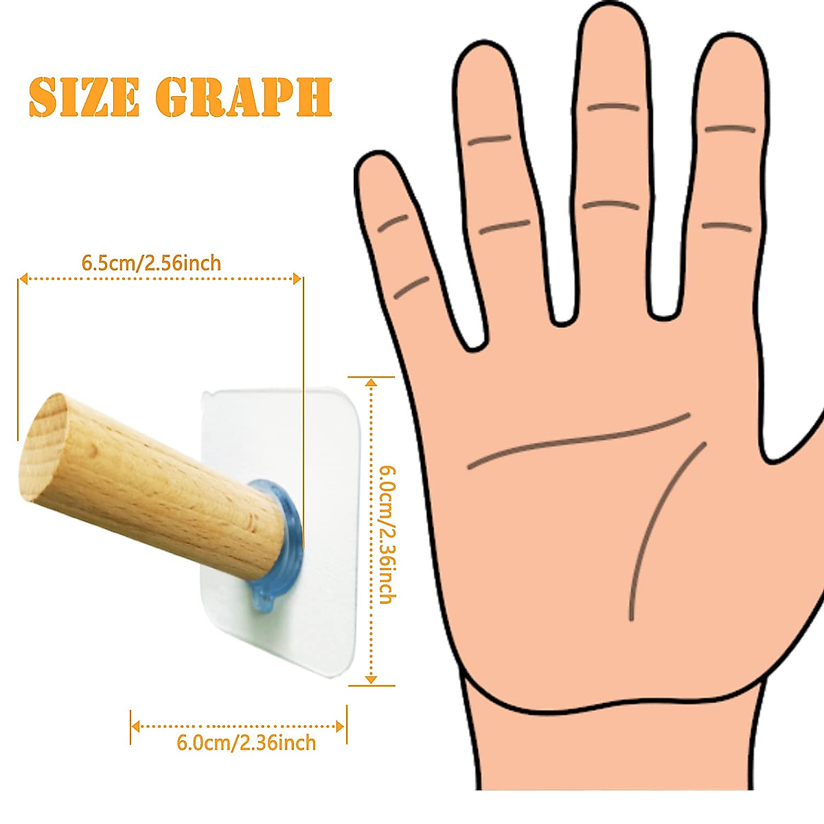 Self Adhesive Hat Hooks for Wall 12 Pieces Solid Wood, Cowboy Hat Hangers for Wall Hat Hook Natural Hat Pegs Hat Hanger for Wall Entryway,Bathroom,Door,Stair-Side,Wardrobe,Closet (Wulnut -12P)