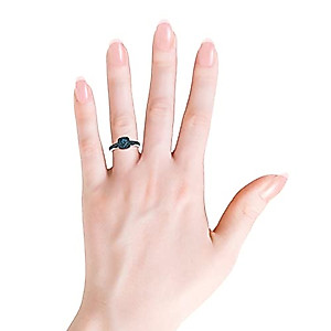 Angara Natural 0.51 Ct Enhanced Blue Diamond Halo Ring for Women in 14K White Gold (Grade-AAA | Size-4.5mm) | Birthday, Engagement, Anniversary Jewelry Gift For Women