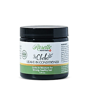 Roselle Naturals Chebe Leave In Conditioner Organic 4 Oz, Moisturizing Hair Treatment w/Chebe Powder for Hair Growth African Chebe Oil & Rosemary Essential Oil Chebe Hair Leave In Conditioner Natural