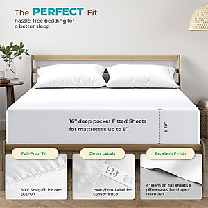 THREAD SPREAD 100% Egyptian Cotton Sheets King Size - 800 High Thread Count Sheets King, 4 PC White Luxury Hotel King Size Sheets Set, 16" Deep Pocket Sateen Weave Extra Soft Cooling Bed Sheet Sets