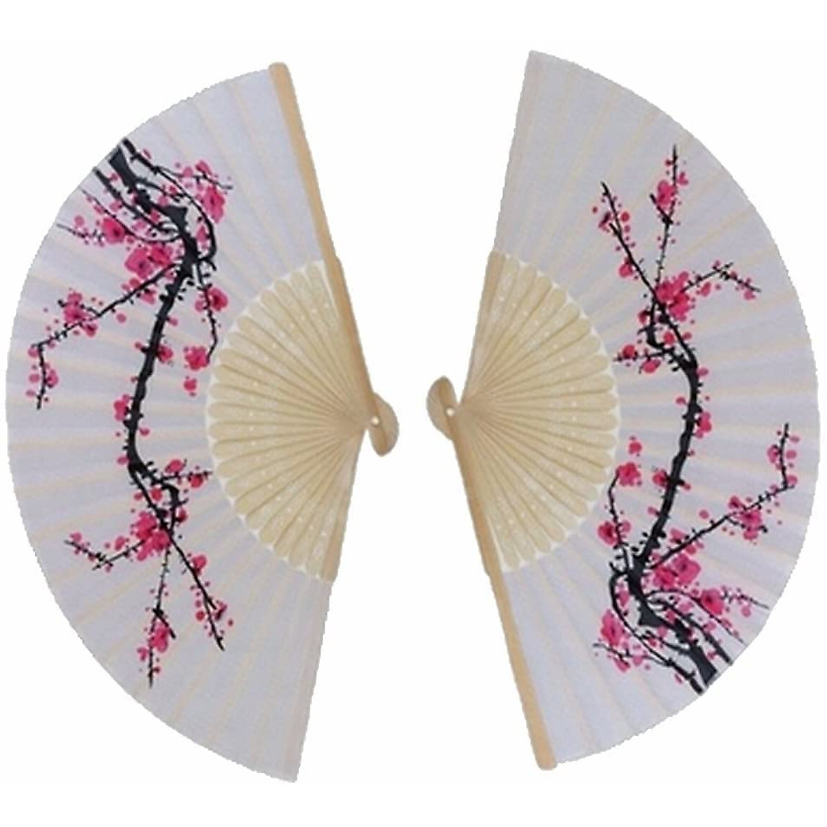 VANVENE 20 pcs Delicate Cherry Blossom Design Silk Folding Hand Fan Wedding Favors Gifts Japanese Party