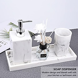 Cabilock 1 Set Bathroom Four Piece Set Dresser Tray White Ceramic Countertop Soap Dispenser Tray Soap Dispenser Organizer Sink Soap Dispenser Holder Soap Liquid Dispenser Nordic Toiletries