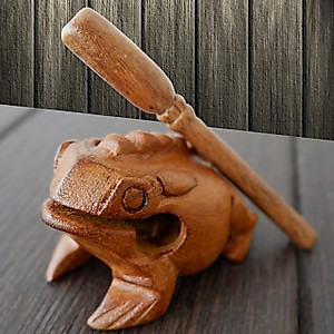YARIN Wooden Frog Rasp Musical Instruments Wood Handcraft Instrument Tone Block Guiro Frog Sound Maker (1 Frog= 4")