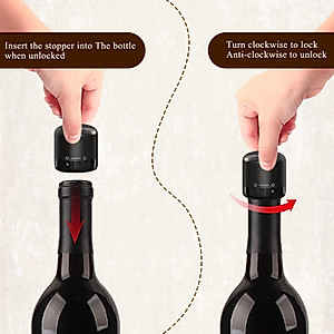 Loboo Idea Silicone Wine Stoppers For Wine Bottles, Wine Saver Stoppers (6pcs/box, Black)