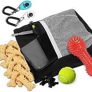 Left&Right - Dog Clicker Training Kit,Dog Training Treat Pouch and Dog Clickers,Dog Treat Bag with Clicker Training for Dogs,Pet Treat Bag with Waist Belt Shoulder Strap Poop Bag Dispenser-Black