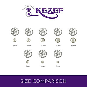 KEZEF Pearl Necklaces for Women - Simulated Faux Cream White Pearl Necklace 16" - Hand Knotted Strand - Pearl Size 8mm - Pearl Choker Necklace - Jewelry Gifts for Girls and Men