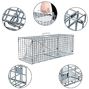 Toriexon Large Live Catch Animal Traps 42 X 15 X 17Inch, Live Animal Trap Easy to Set and Release, Collapsible Large Animal Catcher Cage for Large Dogs, Foxes