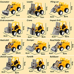 Sosation 36 Pcs Construction Engineering Trucks Small Digger Truck Toys Pull Back Vehicles Mini Excavator Toys Car Set for Kids Birthday Party Favors Boys Girls Gifts Cake Stocking Stuffers