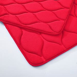 Yafa Home Fashion 2 Piece Oval Shaped Design Embossed Solid Color Memory Foam Soft Bathroom Rug Set Non-Slip PVC Backing