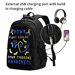 Down Syndrome Awareness Funny Travel Laptop Backpack, Business Anti Theft Slim Durable Laptops Backpack Water Resistant College School Computer Bag Gifts For Men & Women Notebook