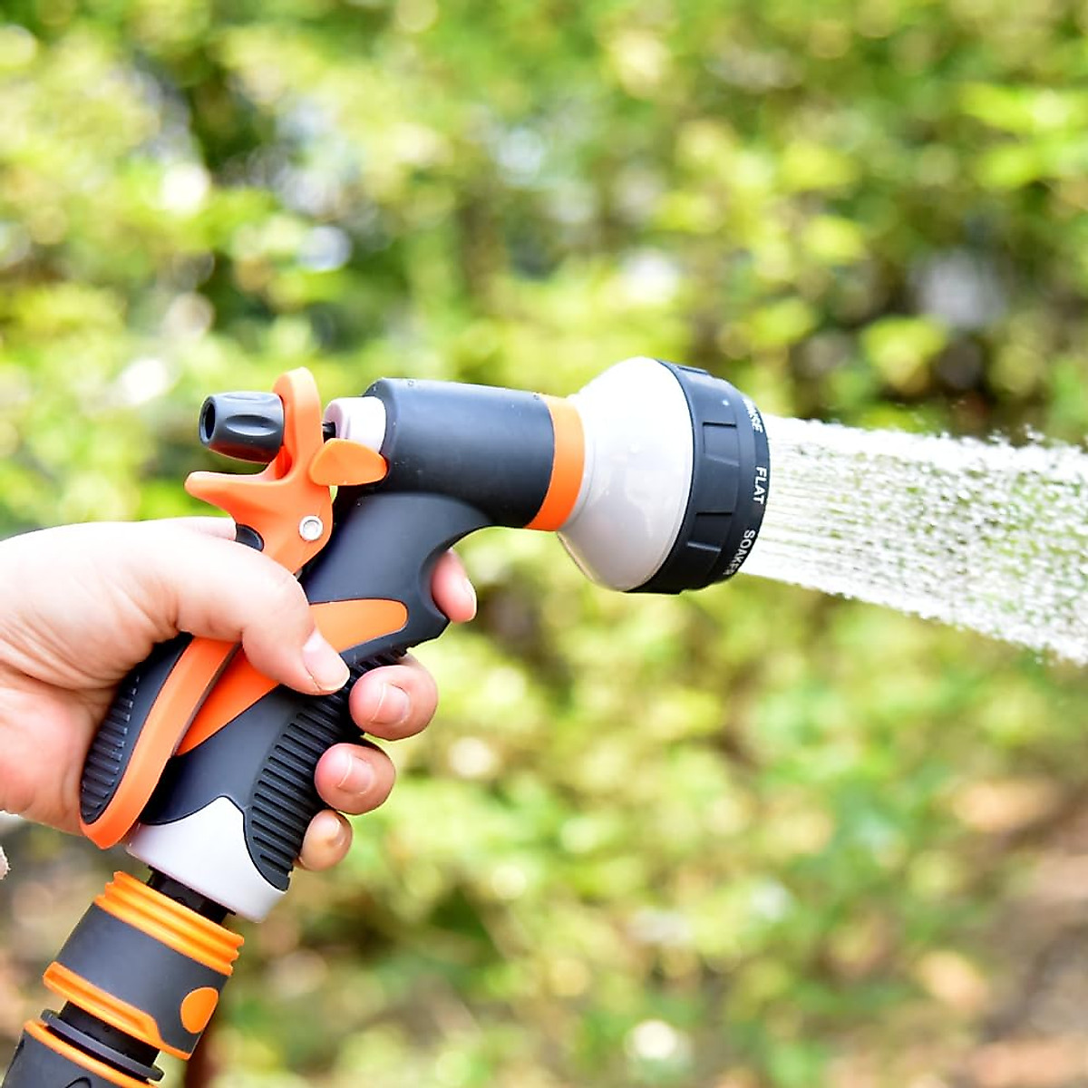 Garden Hose Sprayer Nozzle for Watering Plant Cleaning Cars Showering Pets with 8 Adjustable Pattern High Pressure Heavy Duty