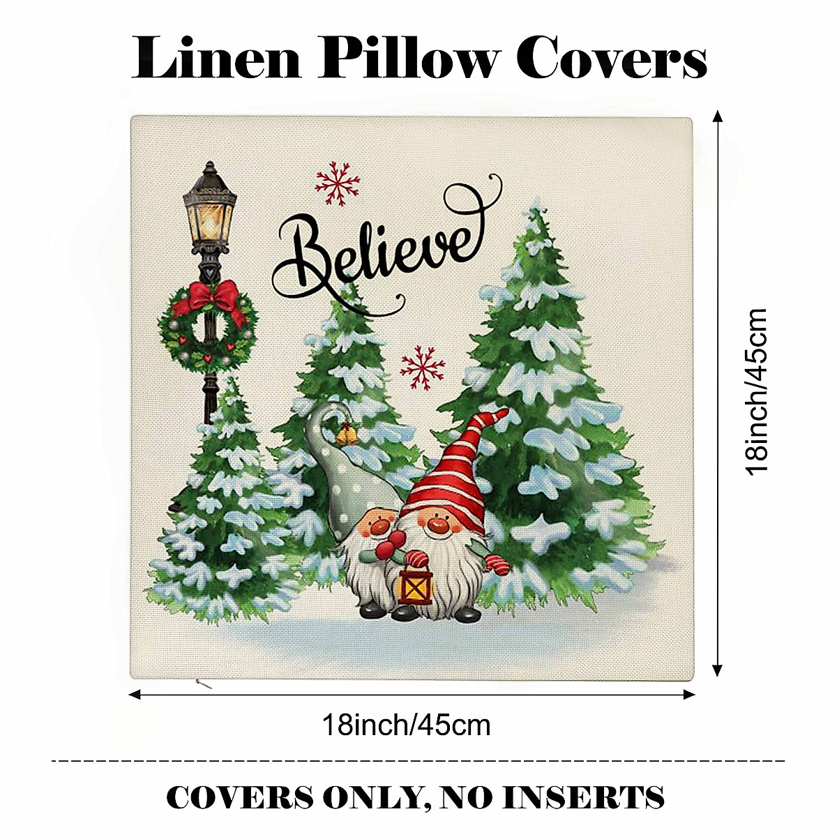 ButyHome Christmas Pillow Covers 18x18 Buffalo Plaid Pillows with Trees Snowman Elf Decorative Holiday Throw for Sofa Couch Decorations Set of 4 (Sa18)