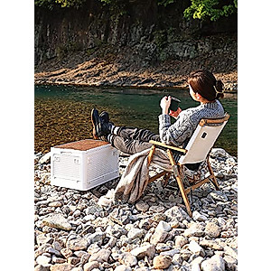 Radefasun Foldable Storage Bins with Wood Lids Plastic Collapsible Storage Box with Cutting Board Portable Stackable Grocery Container Folding Latching Storage Crate with Removable Pulley (S, White)