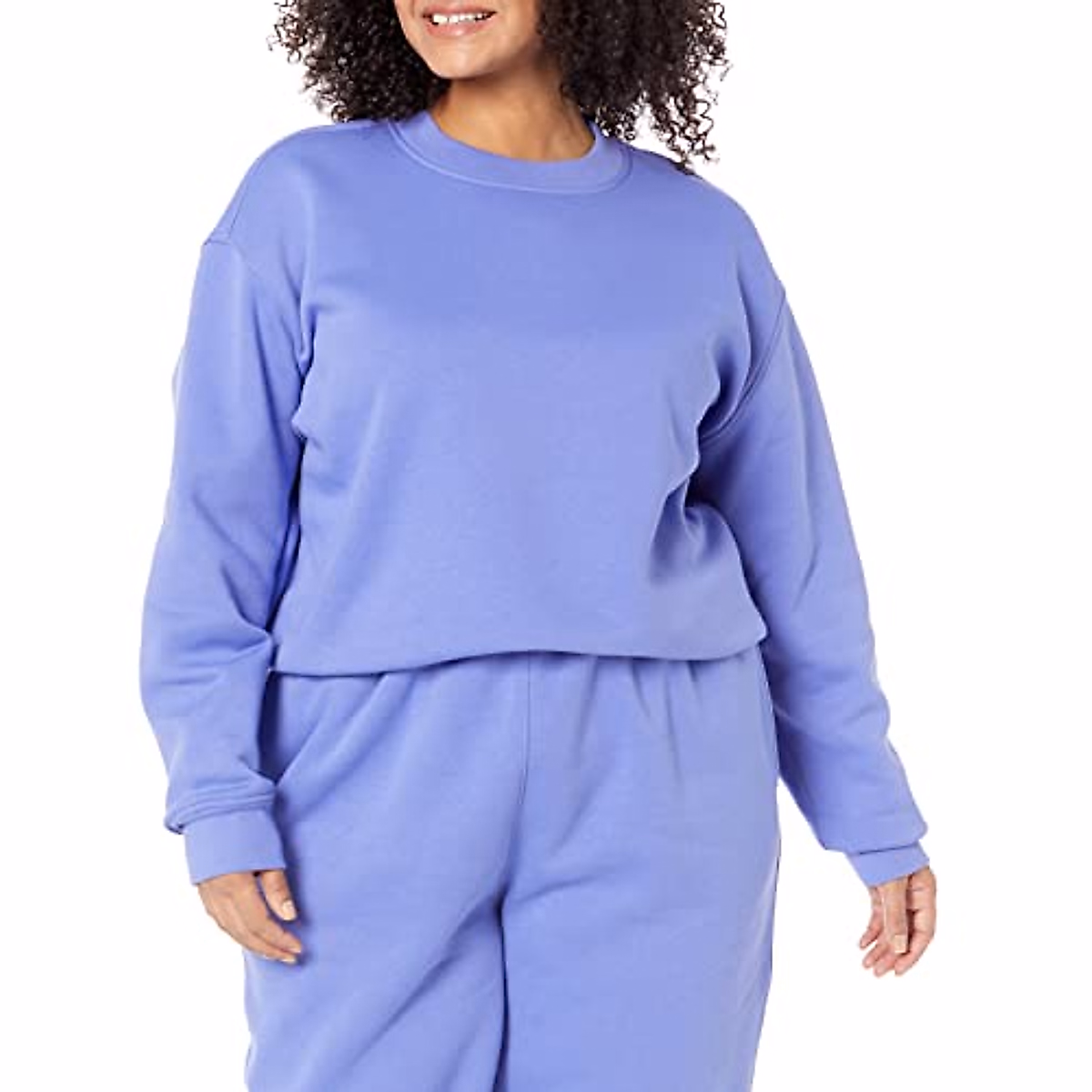 Amazon Essentials Women's Cropped Drop Shoulder Sweatshirt (Available in Plus Size), Purple Blue, Small