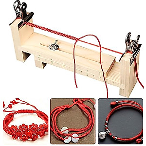HOMURY Wooden Jig Bracelet Maker: Three Legs Bracelet Braiding Tool with Clamp Wooden Jig Bracelet Maker Hand Knitting Accessory Bracelet Maker, Adjustable Hand Knitting Bracelet Jig for DIY Bracelet