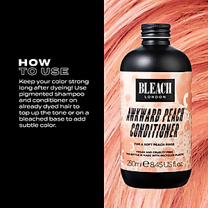 BLEACH LONDON Awkward Peach Conditioner - Soft Pastel Peach Rinse, Color Toning and Preserving, Vegan, Cruelty Free, Daily Hair Nourishment, Color Depositing Formula, 8.45 fl oz