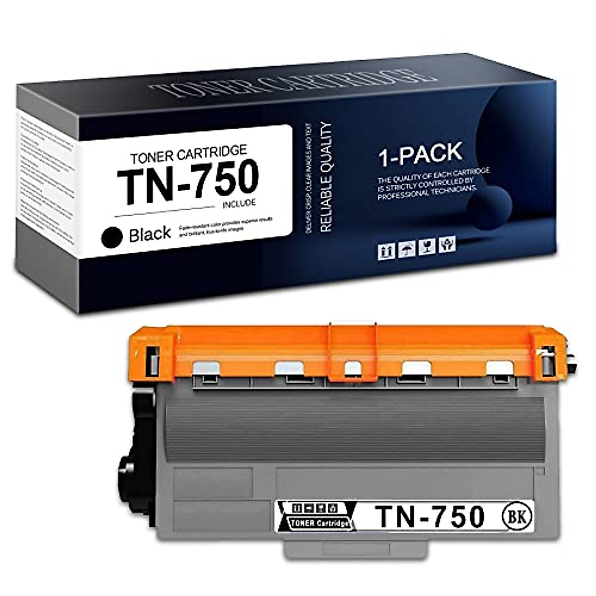 1 Black TN-750 TN750 Toner Cartridge Replacement for Brother HL-5440D 5450DN 5470DW 5470DWT 6180DW 6180DWT DCP-8110DN 8150DN 8155DN 8510DN MFC-8710DW 8810DW 8910DW 8950DW 8950DWT Printer Toner