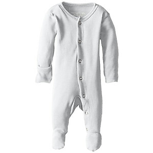 L'ovedbaby Unisex Baby Organic Snap Footie (White, Preemie-NB)