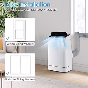 COSTWAY 15000 BTU Portable Air Conditioner, with Heat, Auto Swing 4-in-1 AC Unit for Rooms up to 800 Sq.Ft, with Built-in Dehumidifier, 24H Timer, Remote Control/APP Control & Window Kit