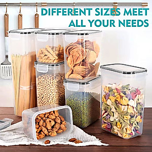21 Pack Airtight Food Storage Containers Set, Kitchen & Pantry Organization Containers for Cereal, Flour & Sugar, BPA Free Plastic Cereal Container with Easy Lock Lids, Labels, Marker & Spoon Set