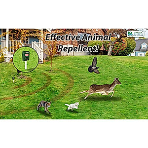 GARDEN SECRETS (2023 Version) Compact Solar Ultrasonic Animal Repellent. Skunk Raccoon Deer Coyote Cat Rat Mice etc Deterrent. Keep Pests Away from Your Property Within 2-4 Weeks. (Green, 3 Pack)