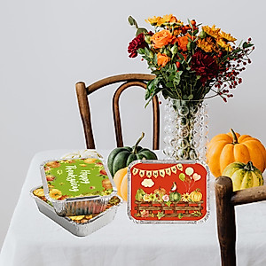 WorldBazaar Thanksgiving Aluminum Food Containers with Lids 36PCS Watercolor Thanksgiving Leftover Containers Disposable Turkey Aluminum Containers Thanksgiving Party Supplies