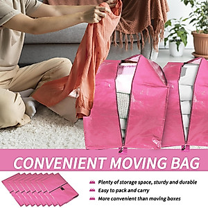 Moving Bags 8PCS Extra Large with Carrying Handles Backpack Straps, Heavy Duty Moving Bags for Space Saving Packing, Storage Totes of College Essentials Moving Supplies (Pink)