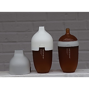 8oz Grey - HE OR SHE -Silicone, Anti-Colic Ultra Wide Neck Baby Bottle-Squishy, mimics Natural Feeding, w/Fast Flow Nipple- Recommended for Babies 6-12 Months