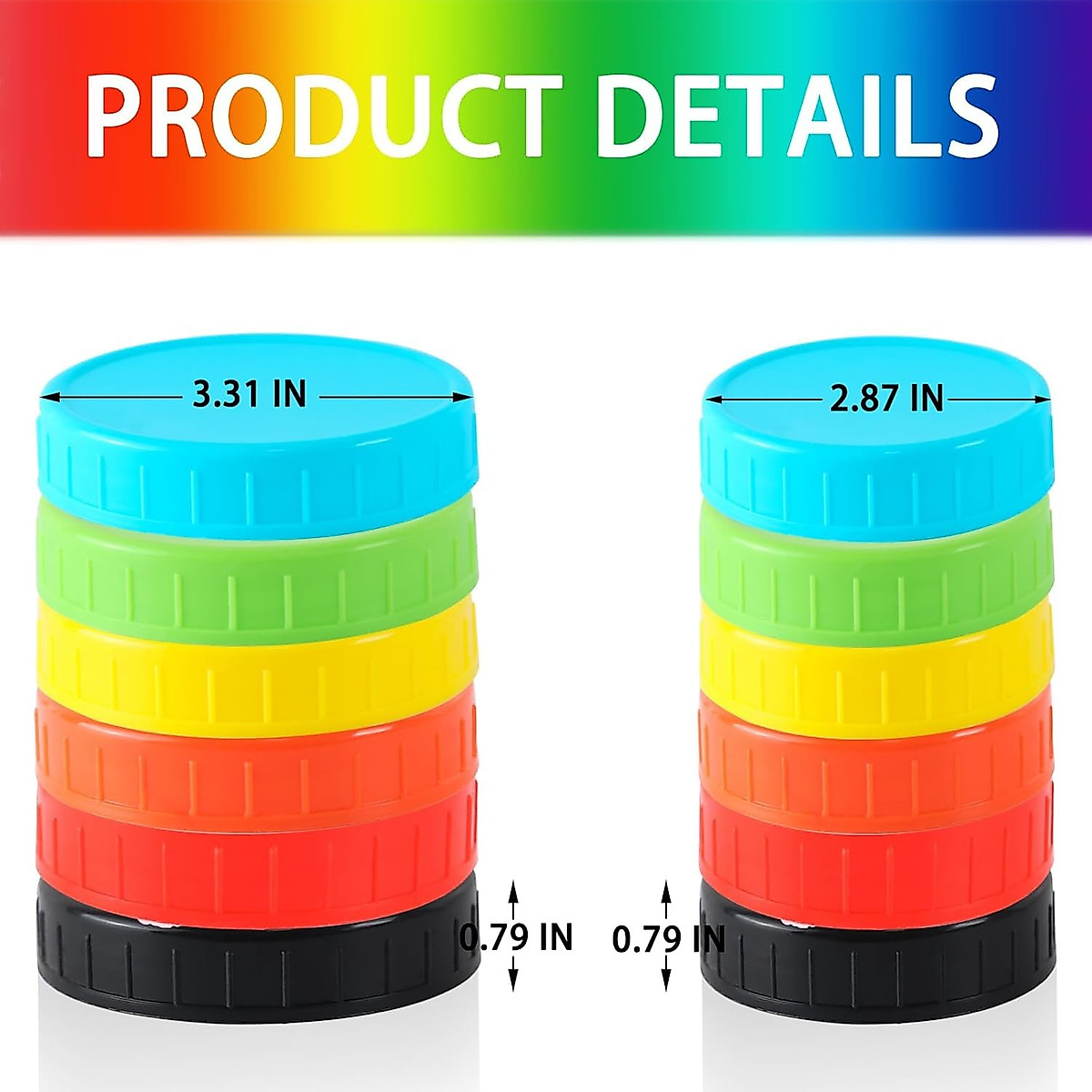 Tixill 20 Pcs Plastic Mason Jar Lids 10 Regular Mouth 2.87 * 0.79 Inch & 10 Wide Mouth 3.31 * 0.79 Inch Bottle Storage Caps Sealing Cap with Silicone Sealing Ring for Canning Jars