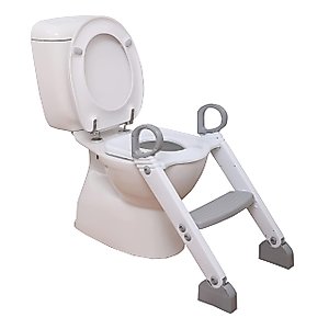 Dreambaby Potty Seat with Steps Toilet Training Seat - 2-Level Adjustable Potty Seat- Grey/White - Kids toilet seat attachment