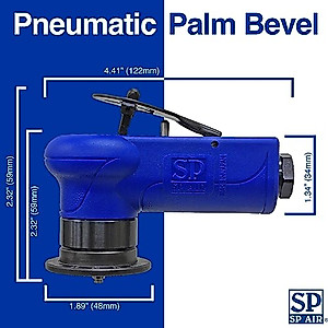 SP Air Mini Pneumatic Straight Chamfer Cut Portable Handheld Beveling Tool for 45-degree arc burr trimming, Inner Hole and Metal Edge Deburring| Blue, (SP-7252F-V2)