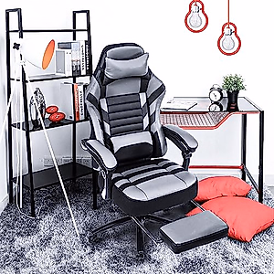 Fantasylab Big and Tall Gaming Chair 400lb Gaming Chair with Footrest Massage Gaming Chair Memory Foam Adjustable Tilt Back Angle and Arm High