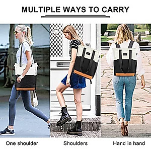 Orvilly Laptop Tote Backpack Purse for Women, Stylish College School Travel Casual Daypack Bookbag, Work Shopping Small Bag Light Weight For Men Girls Boys Student Fits 14 Inch Netbook-Black