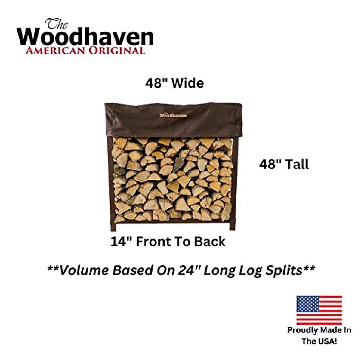 Woodhaven Brown 5 Foot 1/4 Cord Plus - Heavy Duty Indoor Outdoor Firewood Storage Log Rack And Optional Seasoning Cover - Metal Firewood Rack - Made in the USA (Cover)