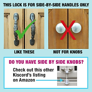 Kiscords Baby Safety Cabinet Locks for Handles Child Safety Cabinet Latches for Home Safety Strap for Baby Proofing Cabinets Kitchen Door RV No Drill No Screw No Adhesive /4 Pack (Black)