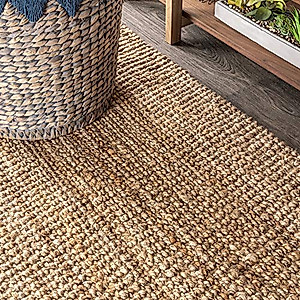 JONATHAN Y Pata Hand Woven Chunky Jute Natural 8 ft. x 10 ft. Area-Rug, Farmhouse, Easy-Cleaning, for Bedroom, Kitchen, Living Room,NRF102A-8