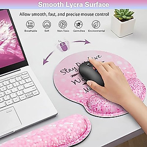 Qomalama 3-in-1 Mouse Pad with Wrist Rest Set,Wrist Support Mouse Pad+Keyboard Gel Wrist Rest+Cup Pad,Ergonomic Mouse Pad,Relieving Wrist Pain,Non-Slip,Computer Mouse Pad
