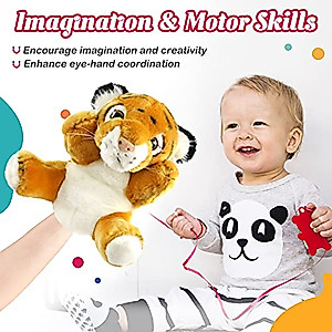 SpecialYou Tiger Hand Puppet Zoo Animal Puppets Jungle Friends Plush Toy for Imaginative Play, Storytelling, Teaching, Preschool & Role-Play, 8’’