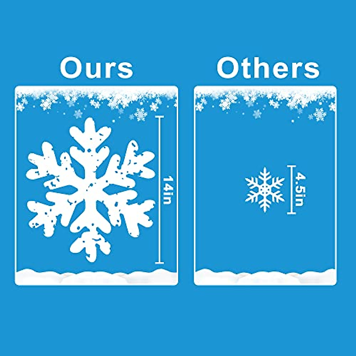 Ivenf Christmas Decorations Indoor, 8 Sheets Extra Large White Snowflake Window Clings Decor, Farmhouse Rustic Xmas Snowflake Decorations for the Home School Office Classroom Kids Winter Holiday Party