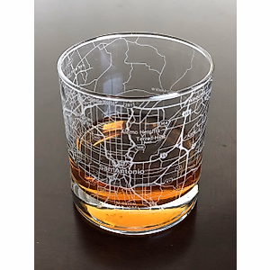Rocks Whiskey Old Fashioned 11oz Glass Urban City Map San Antonio Texas