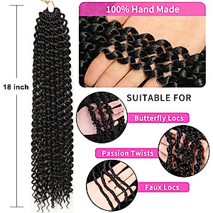 Ubeleco Passion Twist Hair 18 Inch 132 Strands Water Wave Crochet Hair Long Curly Braiding Hair Spring Twist Crochet Braids Hair Extensions for Black Women(18inch,1B)