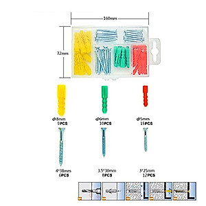 9pcs Twist Wood Masonry Drill Bits Set Concrete Anchors Screws Assortment Kit