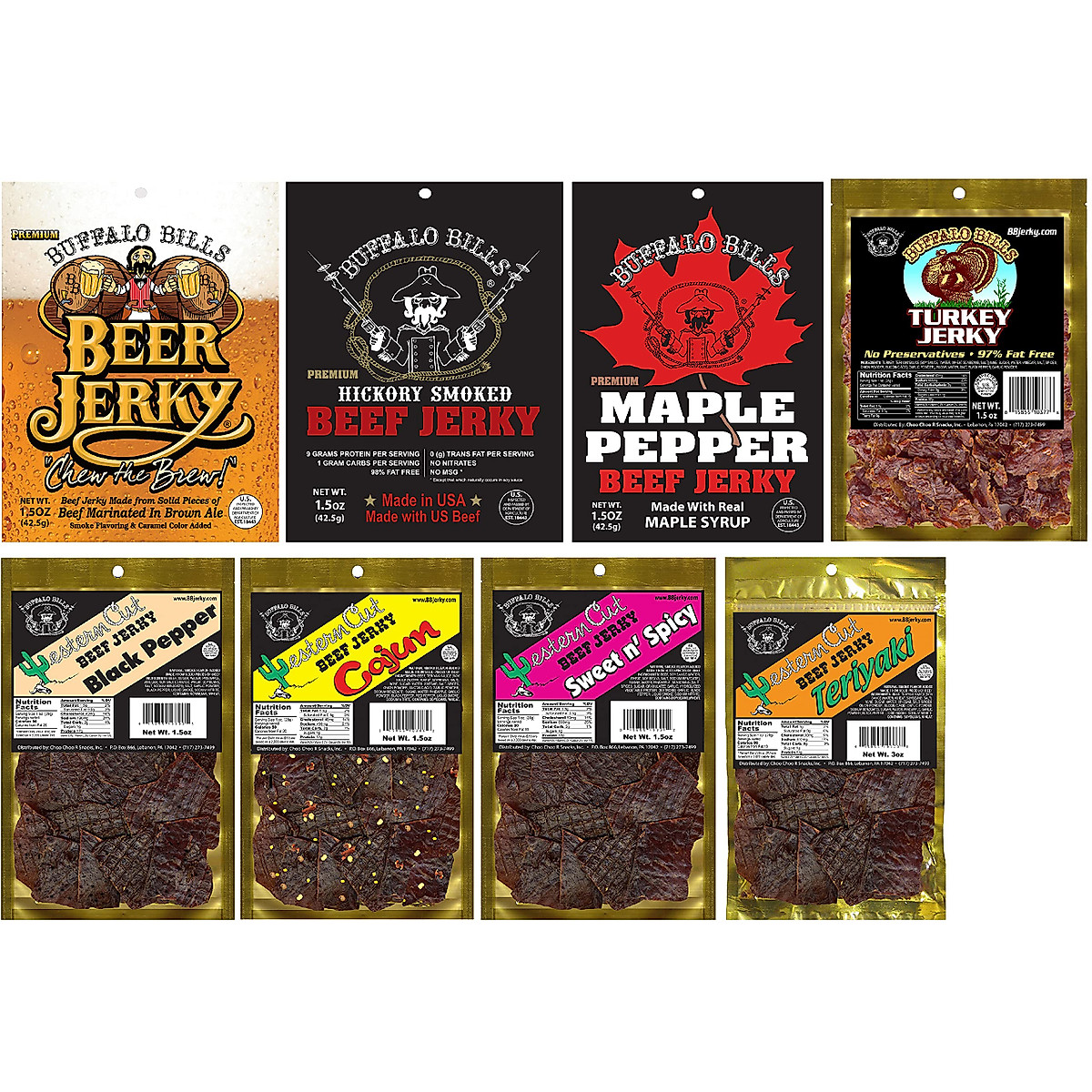 Buffalo Bills 25-Piece Beef Jerky & Beef Stick Sampler Gift Tool Box (filled with 25 assorted packs)