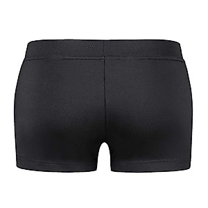 SUPRNOWA Boy Cut Shorts Low Rise Booty Shorts Spandex Active Dance Yoga Workout Fitness for Women (Black, Small)