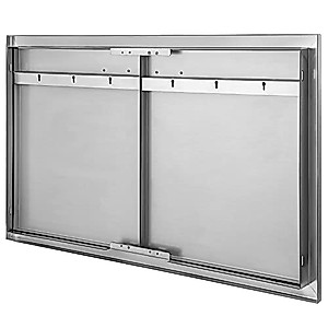 Mophorn BBQ Access Door 33W x 22H Inch, Double BBQ Door Stainless Steel, Outdoor Kitchen Doors for BBQ Island, Grilling Station, Outside Cabinet
